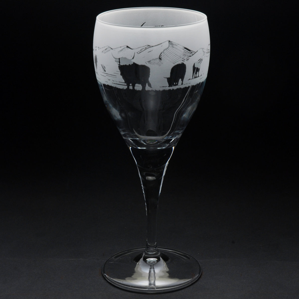 Highland Cattle Wine Glass Engraved By Glyptic Glass Great